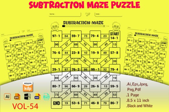 Subtraction Maze Activity Worksheets Graphic by Self Graphics House ...