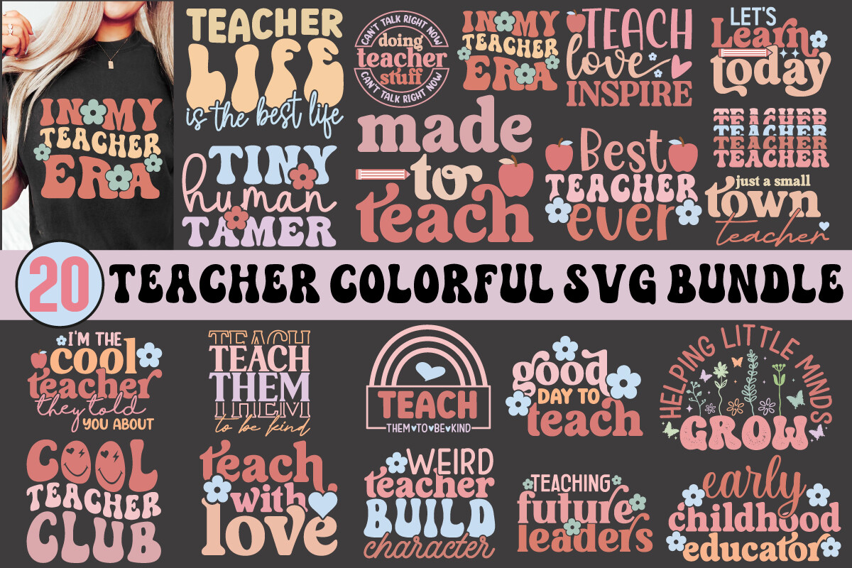 Teacher Colorful SVG Bundle, Teacher SVG Graphic by Rk Designer ...