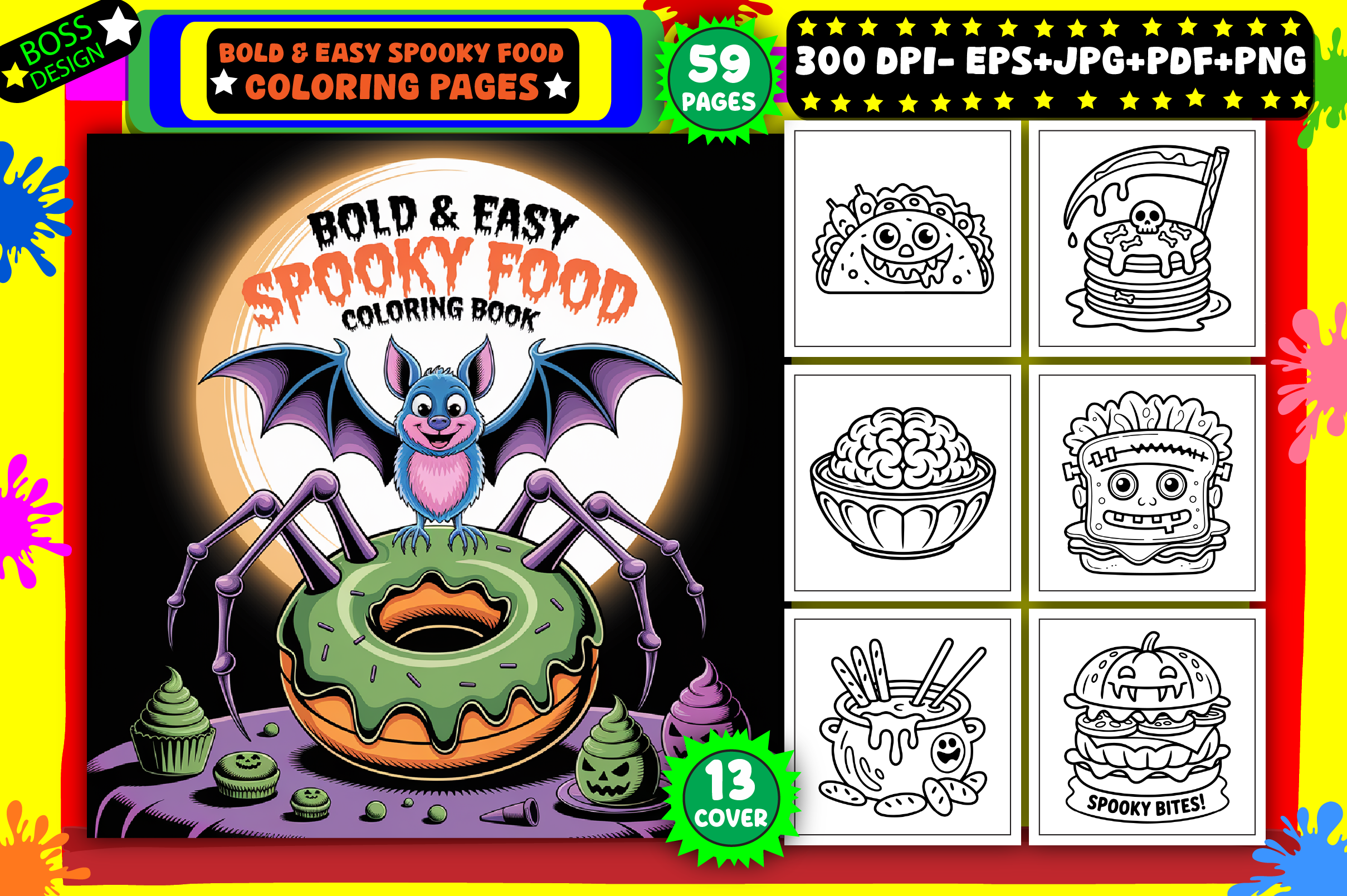 Bold & Easy Spooky Food Coloring Pages Graphic by BOSS DESIGN ...