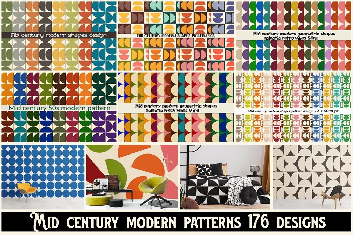 Mid-Century Modern Patterns Bundle Bundle · Creative Fabrica