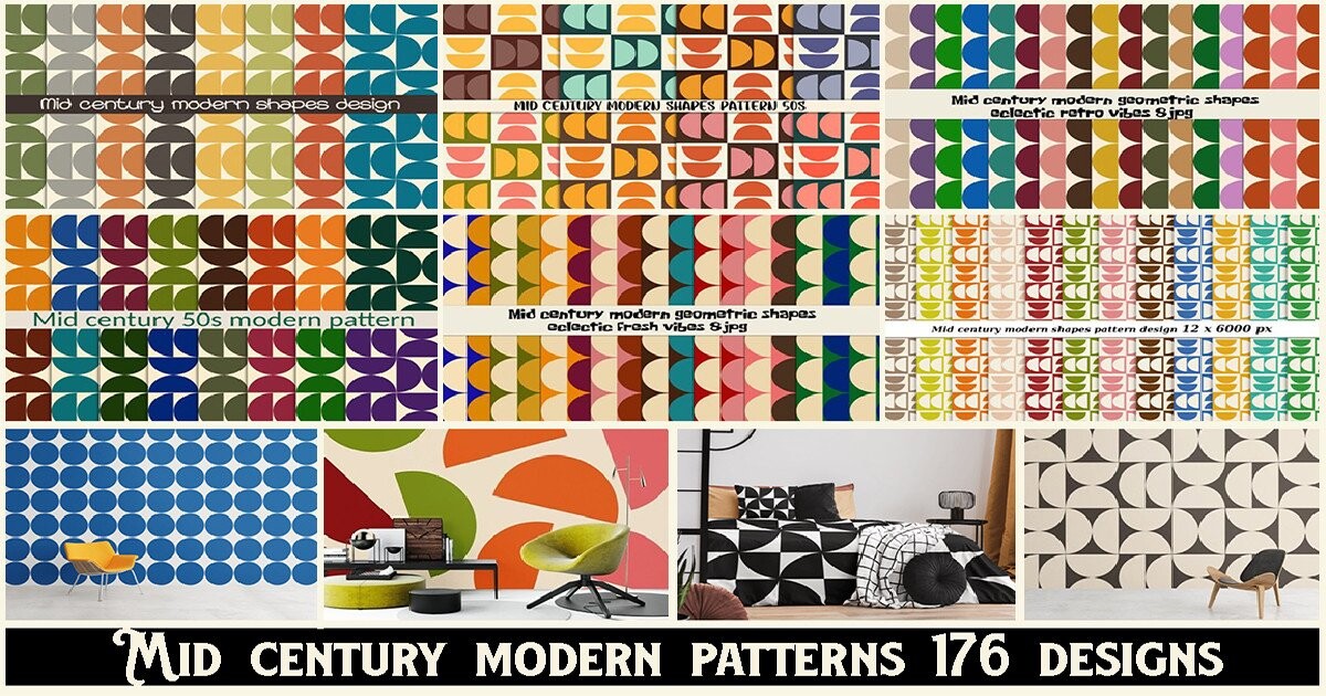 Mid-Century Modern Patterns Bundle Bundle · Creative Fabrica