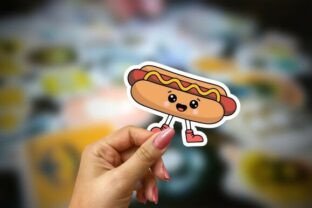 Cute Kawaii Fast Food Stickers Set PNG. Graphic by Fabiharts designs ...
