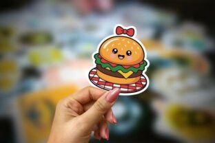 Cute Kawaii Fast Food Stickers Set PNG. Graphic by Fabiharts designs ...