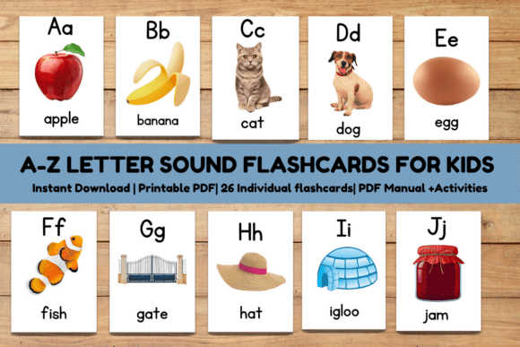 A-Z LETTER -SOUNDS FLASHCARDS for KIDS Graphic by Literacy Archives ...