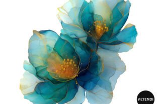Abstract Turquoise Flower Clipart Graphic by altendi · Creative Fabrica