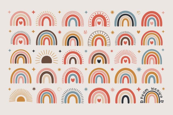 Boho Rainbow Clipart Set Graphic by GFXexprt · Creative Fabrica