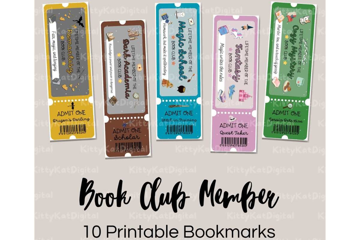 Book Club Member Ticket Bookmarks Graphic by KittyKatDigital · Creative ...