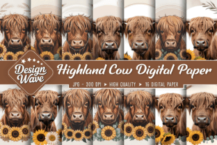 Highland Cow Digital Paper Graphic by Design Wave · Creative Fabrica