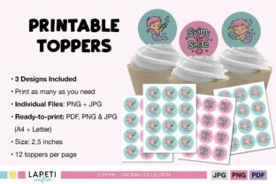 Mermaid Cupcake Toppers, Swim & Smile Graphic by lapeticrafter ...