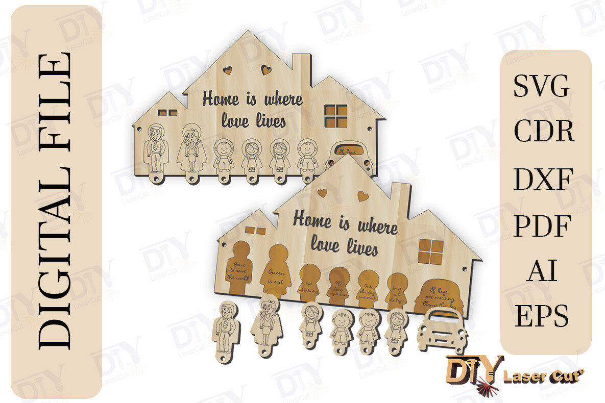 Funny Saying Key Holder 7 Keys Laser Cut · Creative Fabrica