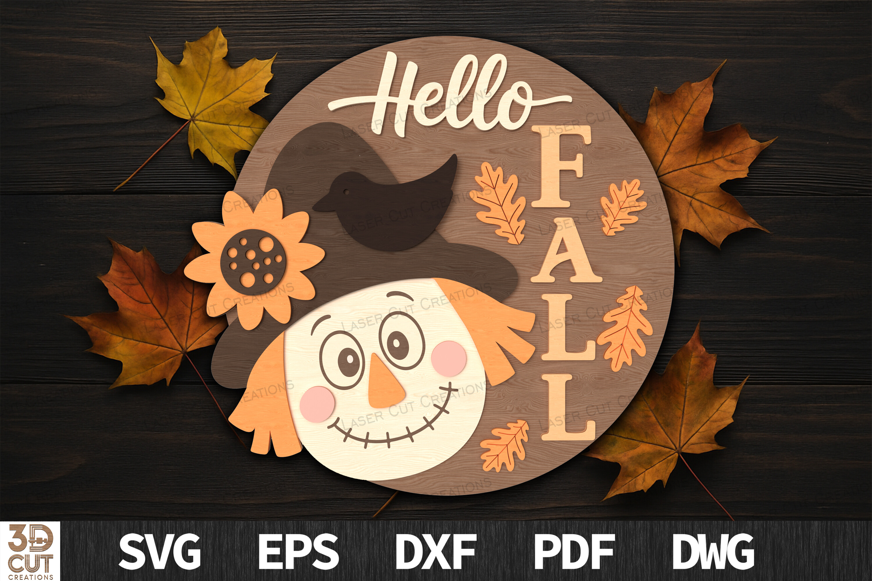 Hello Fall Scarecrow Sign SVG · Creative Fabrica