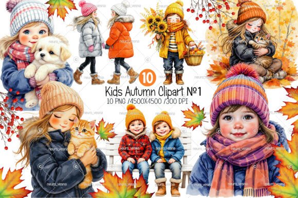 Kids Autumn Clipart Graphic by NataClipArts · Creative Fabrica