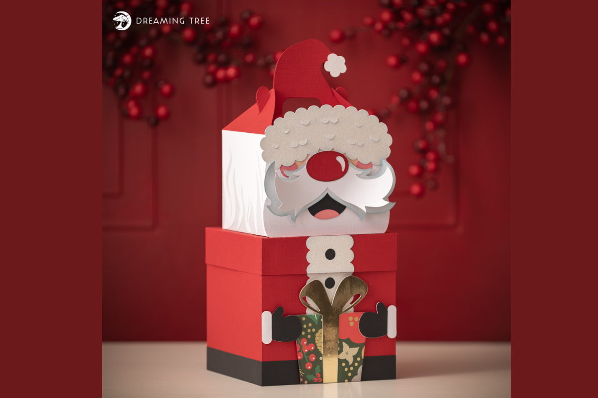 Santa Gnome Gift Box SVG · Creative Fabrica