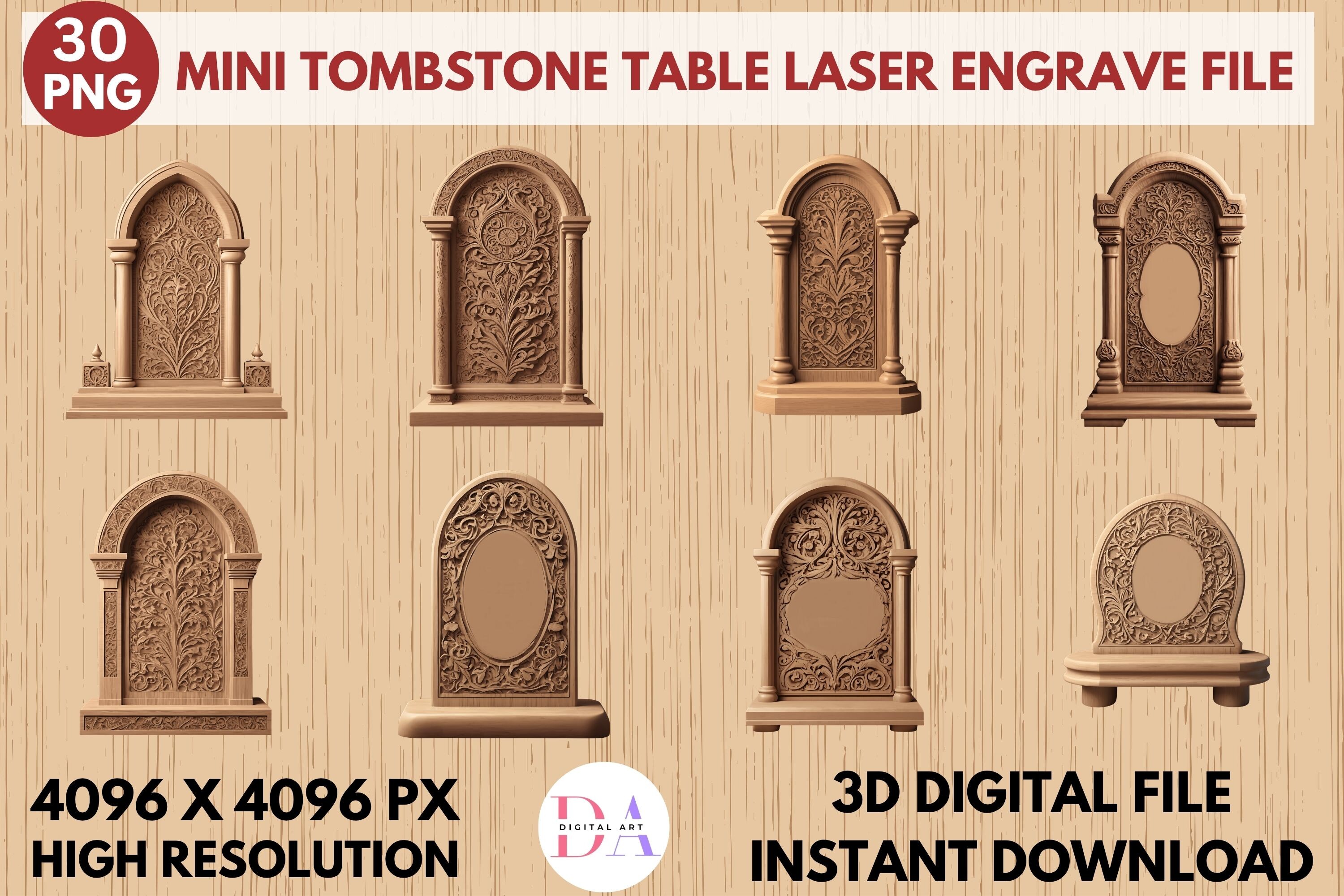 Mini Tombstone Table Laser Engrave File Graphic by DIGITAL ART ...