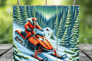 Snowmobile in Snowy Forest Tumbler Wrap Graphic by MOON CREATION ...