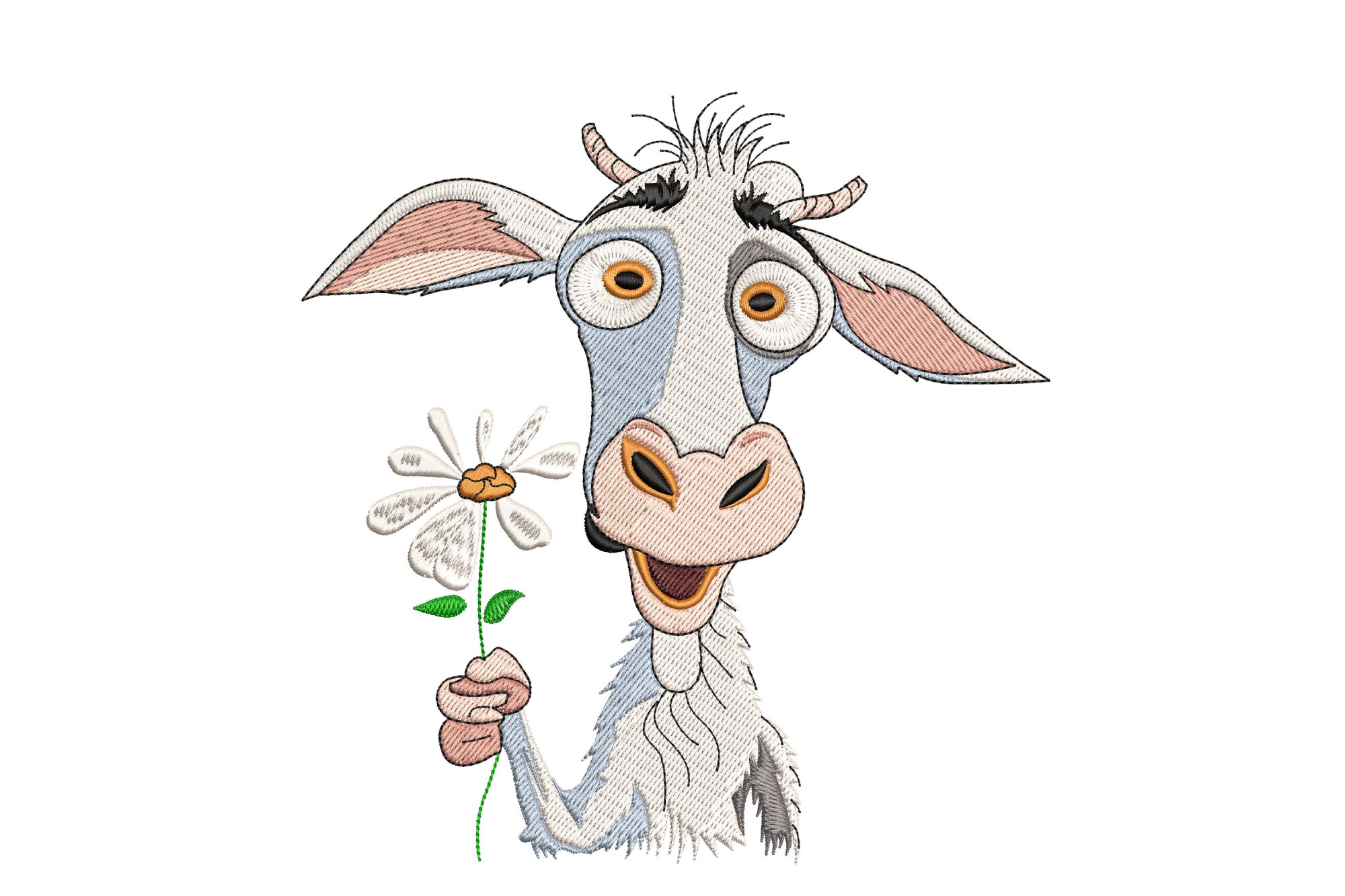 Funny Cow with Flower · Creative Fabrica