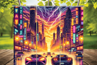Neon Cyberpunk Cityscape Cars Tumbler Graphic by RICH CREATION ...