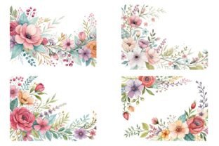 Boho Flower Border Watercolor Bundle Graphic by Hega Prakosa · Creative ...