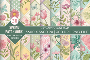 Spring Patchwork Digital Paper Bundle Graphic by Digital_Art12 ...