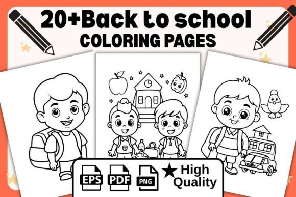 20+Back to School Coloring Pages Graphic by Adobe Master · Creative Fabrica