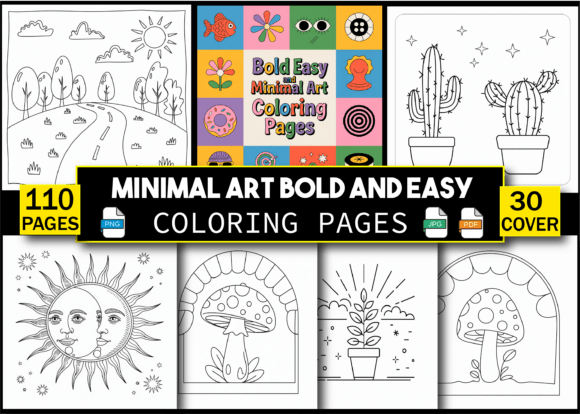 3 Minimal Art Coloring Pages Bold And Easy Designs & Graphics