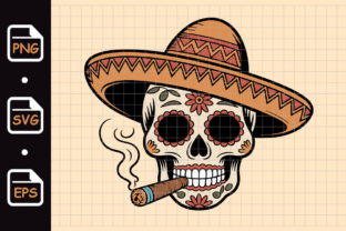 Sugar Skull with Sombrero and Cigar Graphic by Lalamooo · Creative Fabrica