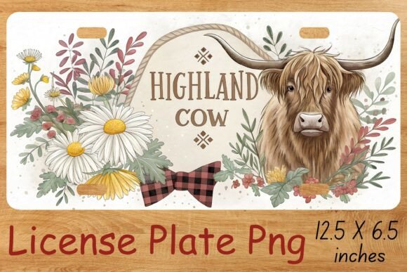 Highland Cow License Plate Graphic by Moon25 · Creative Fabrica
