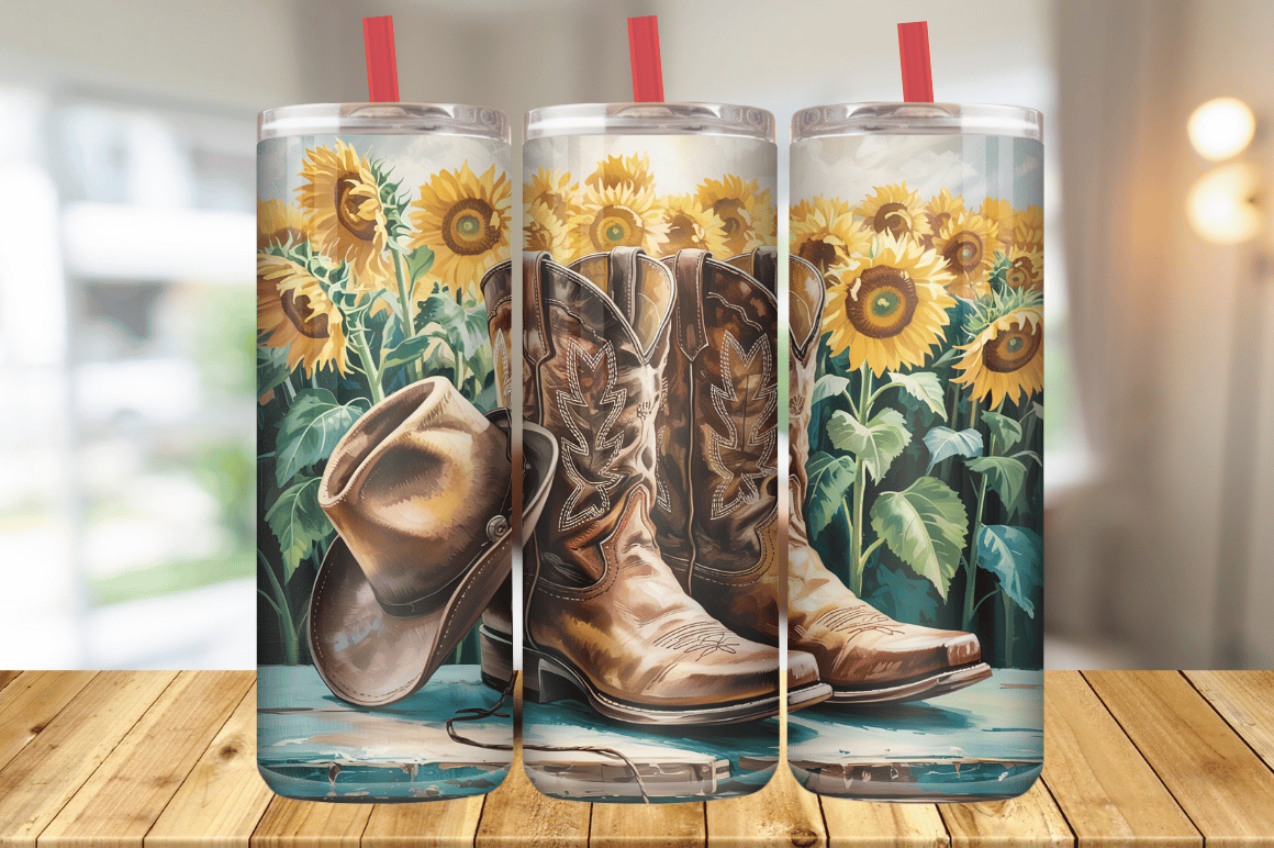 Cowboy Boots & Sunflower Tumbler Wrap Graphic by Magic Creative ...