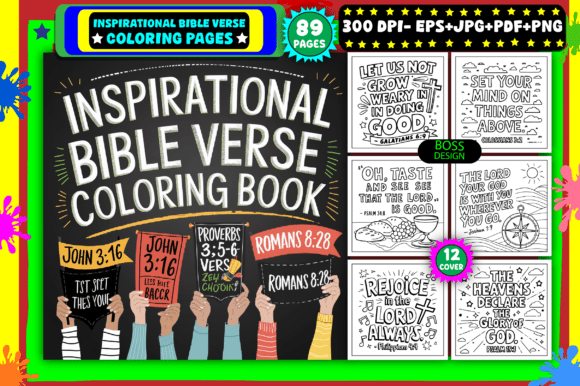 Inspirational Bible Verse Coloring Pages Graphic by BOSS DESIGN ...