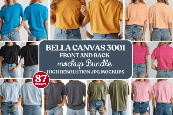 Bella Canvas 3001 Front and Back Mockup Graphic by Pearly Mocks ...
