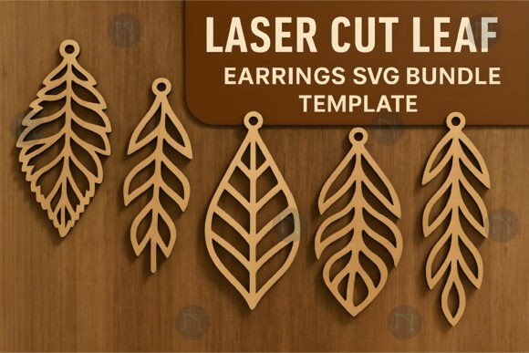 Laser Cut Leaf Earrings SVG Bundle · Creative Fabrica