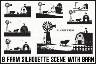 8 Farm Silhouette Scene with Barn Bundle Graphic by gfxrokey · Creative ...