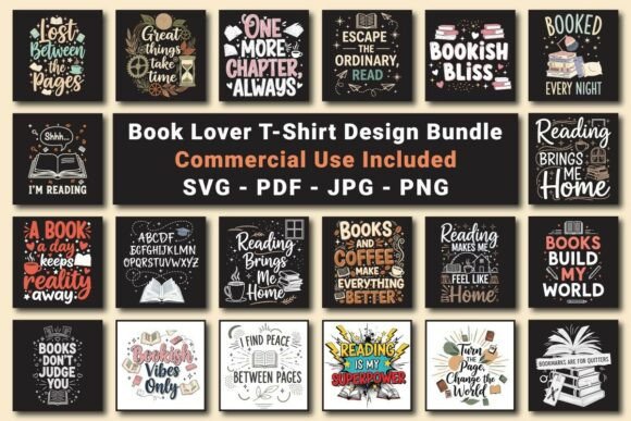 Book Lover T-Shirt Design Bundle Bundle · Creative Fabrica