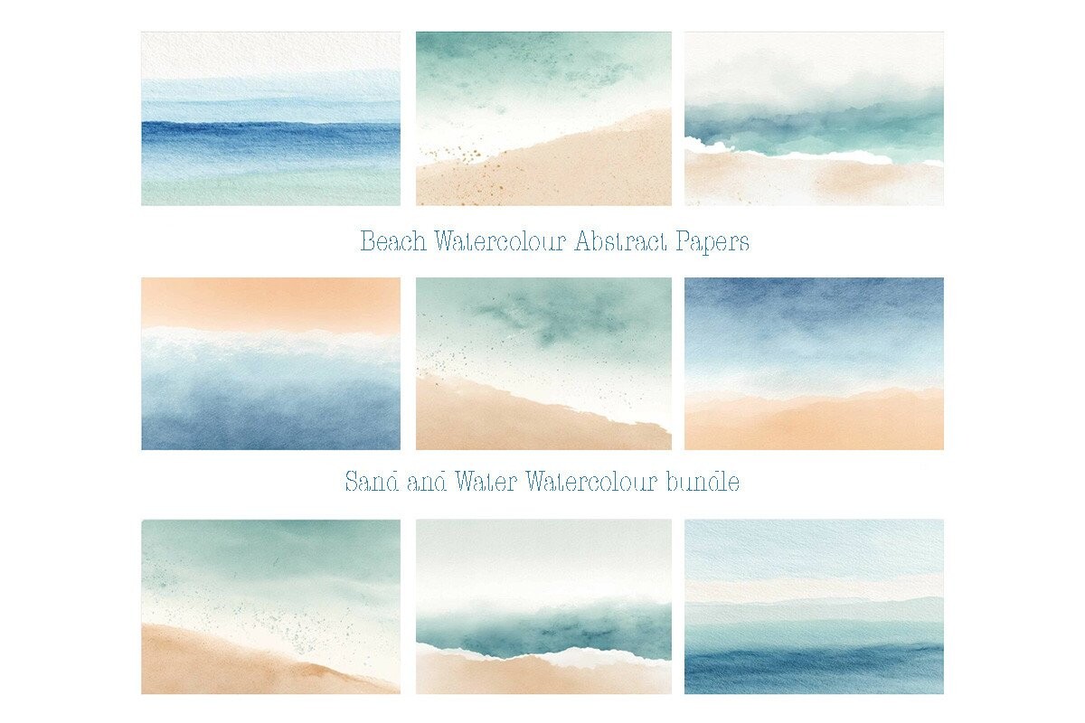 Tropical Beach Watercolor Paper Texture Bundle Bundle · Creative Fabrica