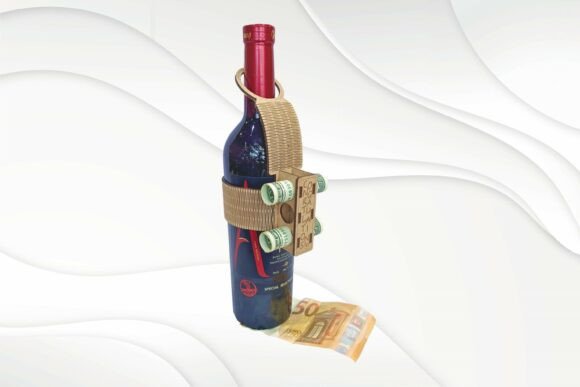Wine Bottle Decor, Cash Gift, Laser Cut · Creative Fabrica