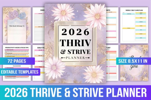 🌿 2026 Thrive & Strive Planner Gráfico por KDPMart · Creative Fabrica