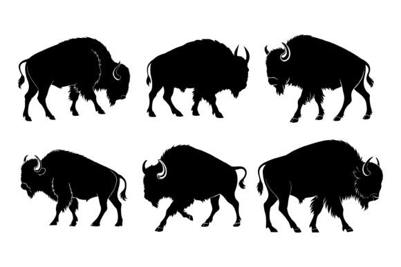 Buffalo Silhouette Vector Illustration Graphic by adopik · Creative Fabrica