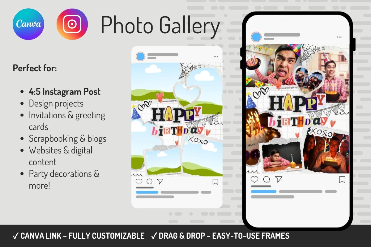 BIRTHDAY Instagram Post Photo Template Graphic by SetiawanAPDesignWorks ...
