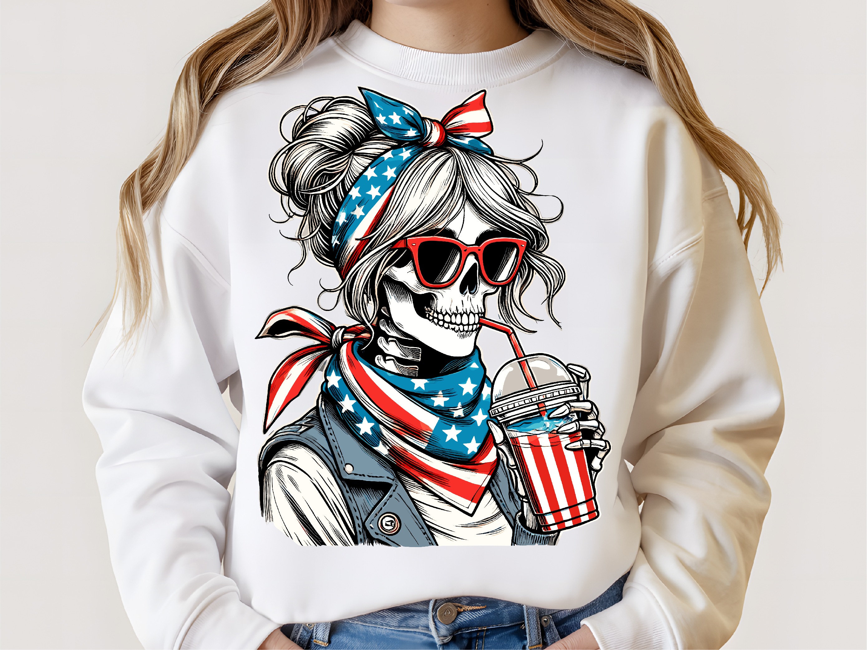 Patriotic Skull Girl with Drink USA SVG. Graphic by Trendy Creative ...