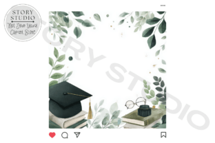 Greenery Graduation Cap Borders Set Graphic by Story Studio · Creative ...