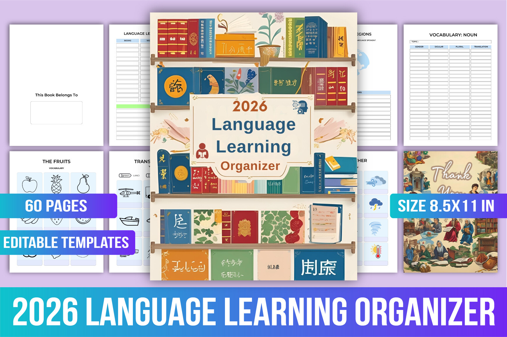 🧠 2026 Language Learning Organizer Gráfico por KDPMart · Creative Fabrica