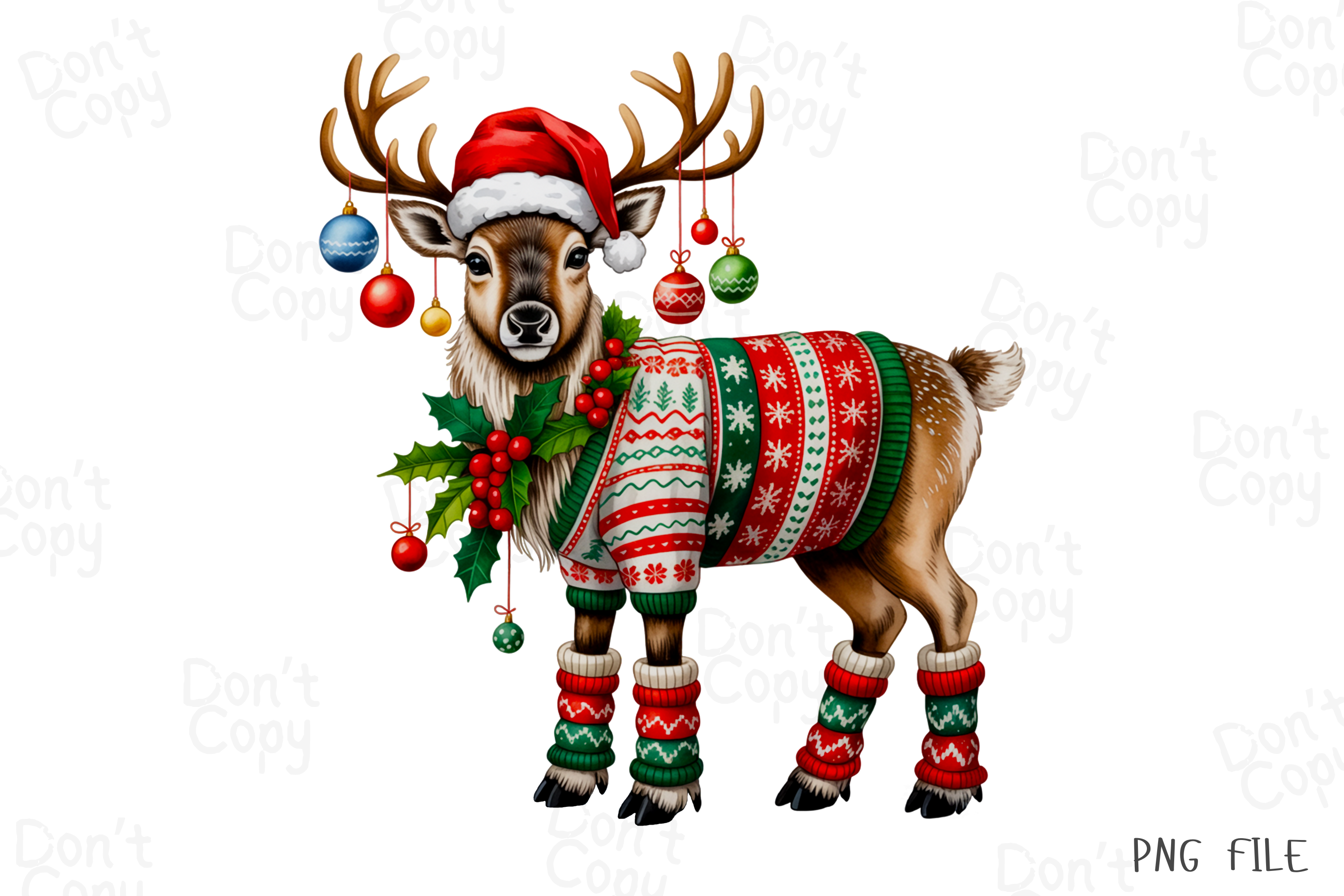 Christmas Reindeer PNG Sublimation Graphic by Sleepy Aster · Creative ...