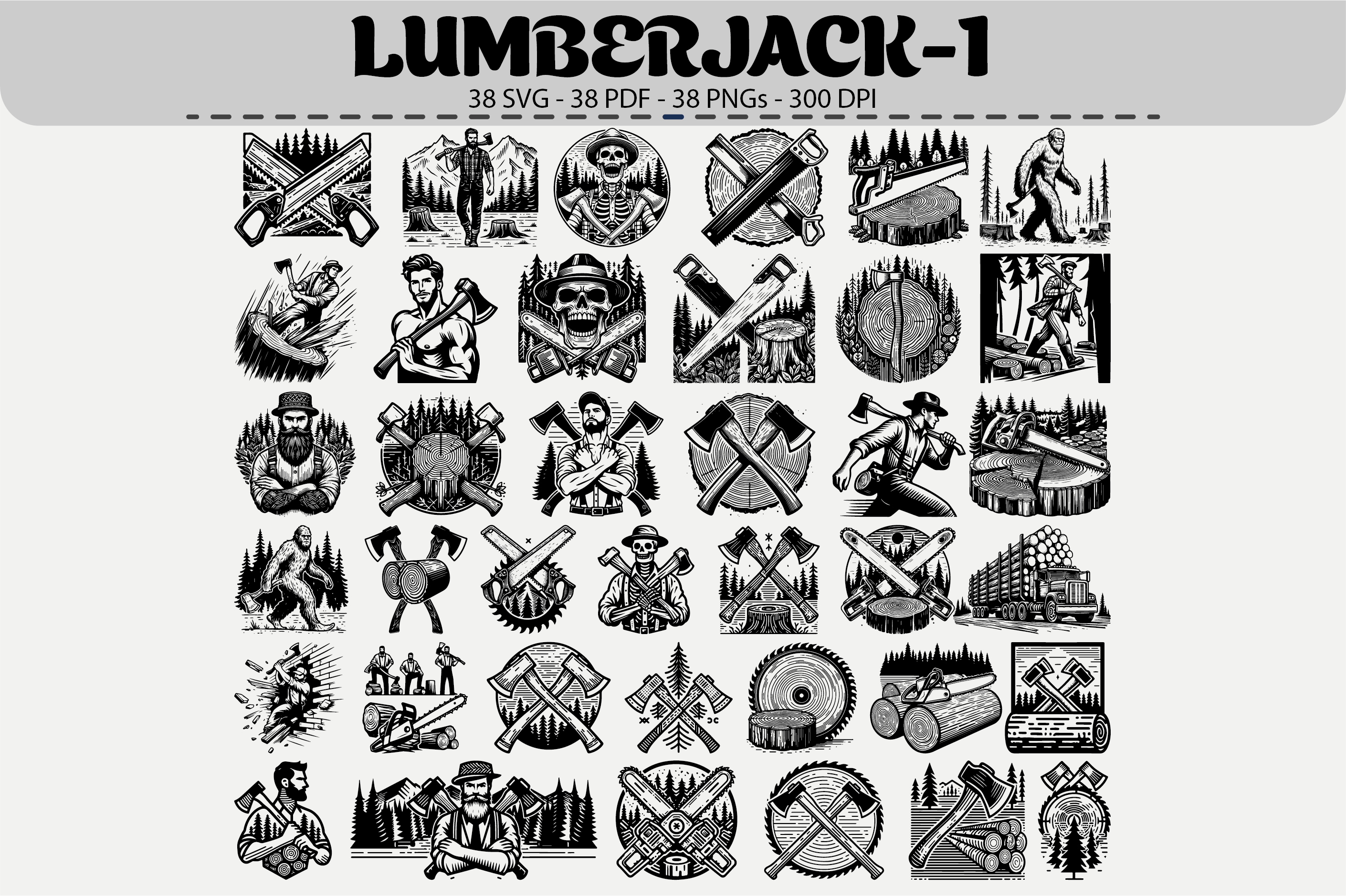 Lumberjack Clipart Bundle – 38 Designs Graphic by digitalarthome41 ...