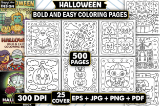 Halloween Bold and Easy Coloring Pages Graphic by HappyColor Design ...