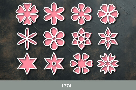 Outline Layered Flowers Decor Topper1774 · Creative Fabrica