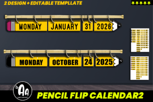 Pencil Flip Calendar Editable Classroom Graphic by AntarArt · Creative ...
