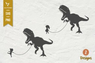 T-Rex with Kids Boy Girl Dinosaur SVG Graphic by halftones.th ...