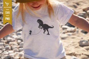 T-Rex with Kids Boy Girl Dinosaur SVG Graphic by halftones.th ...