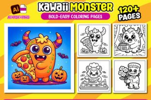 Kawaii Monster Coloring Pages for Kids Graphic by Cozy Pik · Creative ...