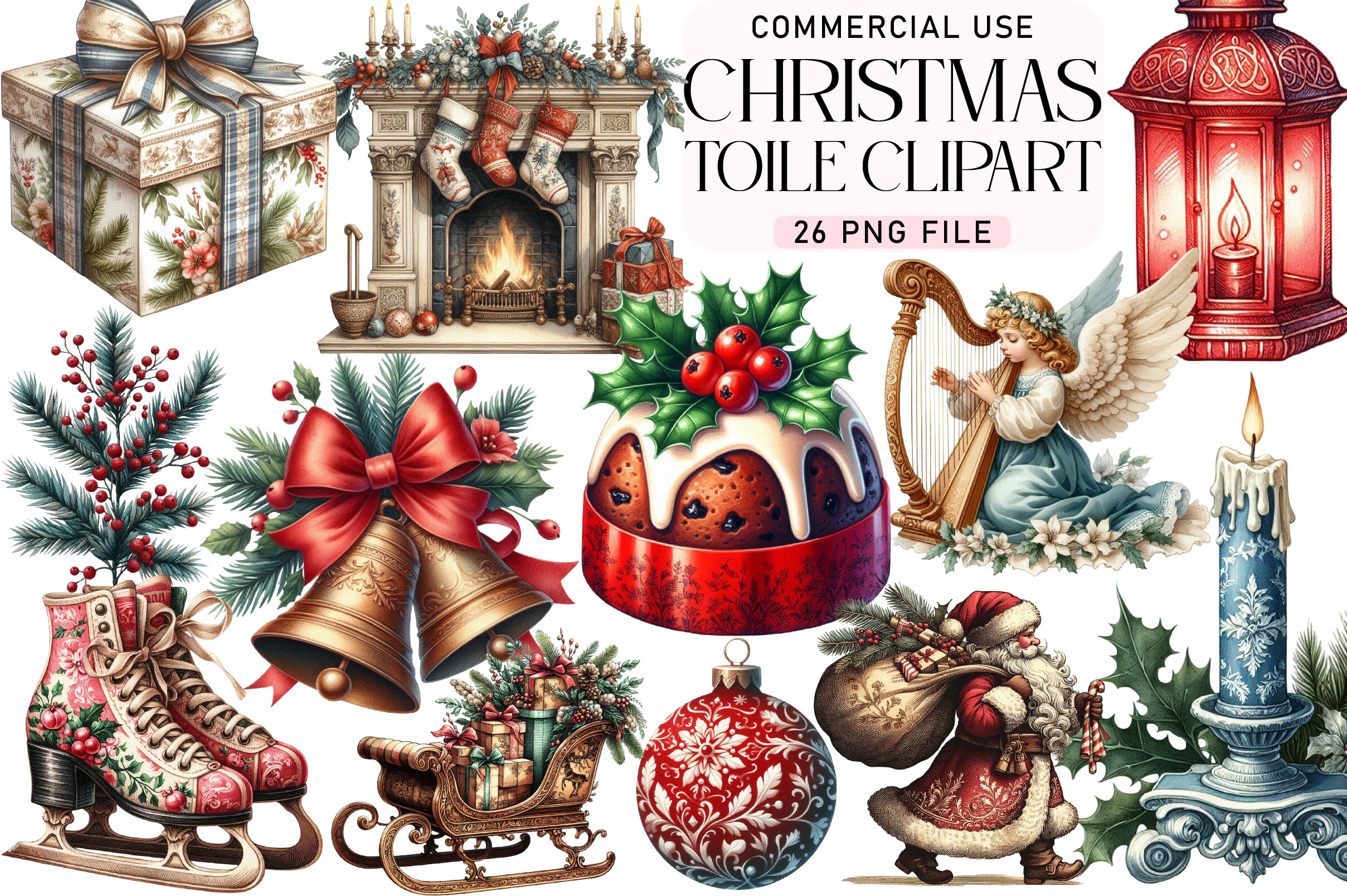 Christmas Toile Clipart Graphic by Daily.Designs · Creative Fabrica